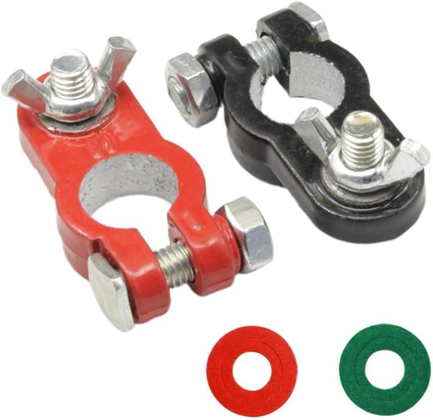 Amazon.com: 2 PCS Car Battery Terminals Color Coded Clamps Connectors ...