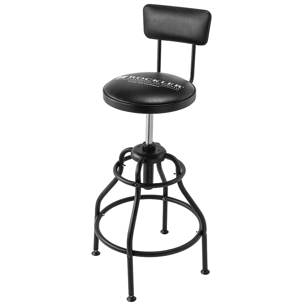 Snapklik.com : Pneumatic Shop Stool w/Adjustable Backrest Matte Black ...