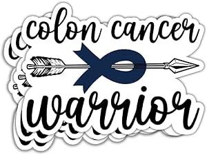 Amazon.com - 3 Pcs/Pack - Colon Cancer Warrior Sticker Dark Blue Ribbon ...