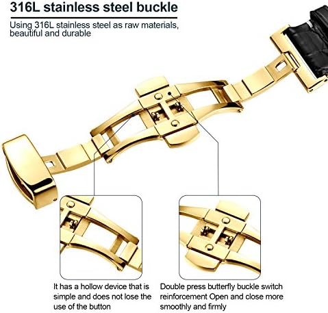 Amazon.com: Alligator Leather Watch Strap Deployment Buckle for Men ...