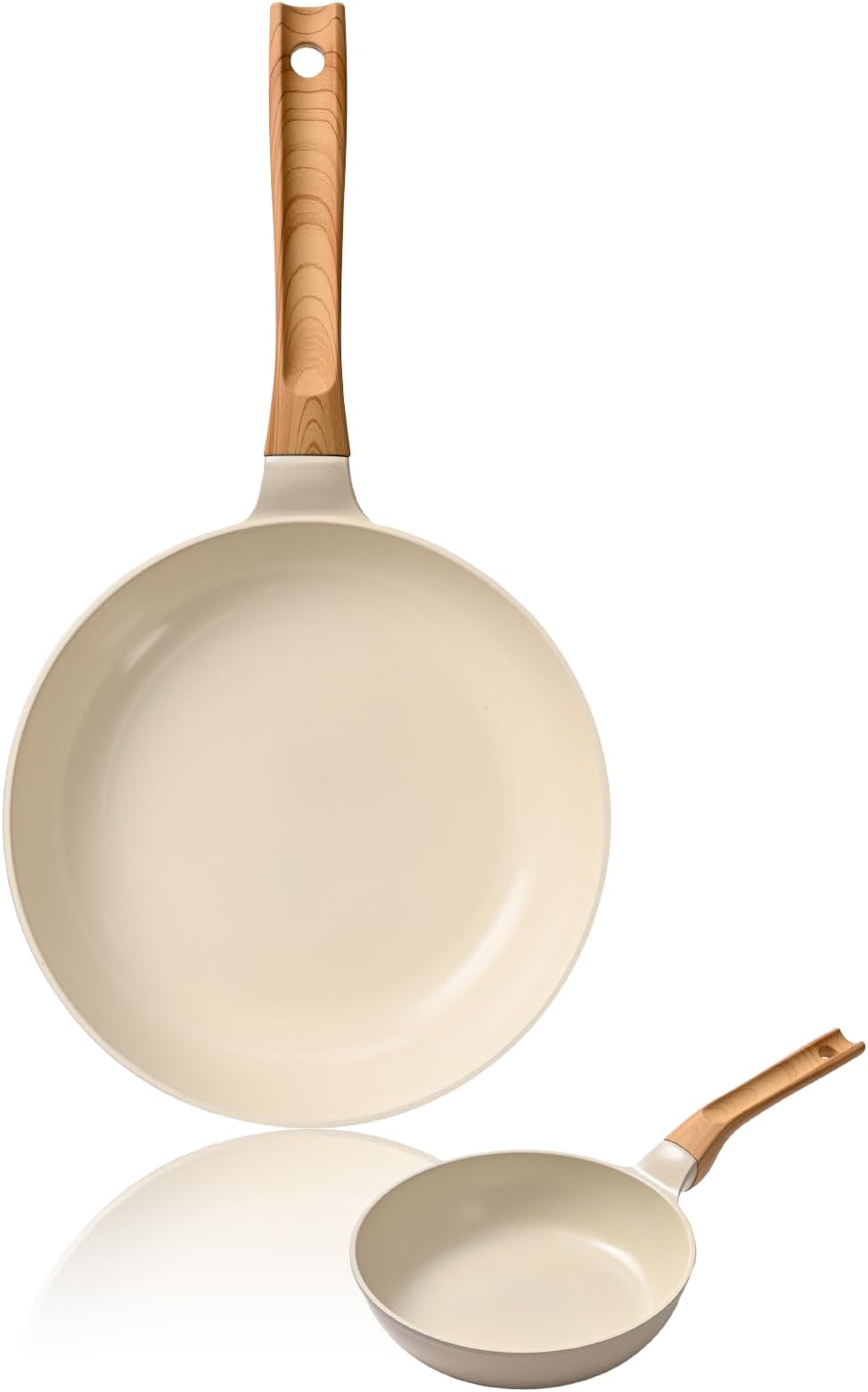 Amazon | 【フッ素 不使用 】 軽セラ フライパン 20cm IH ガス対応 超軽量セラミックコーティングフライパン PFAS PFOA ふっ素不使用 軽い 白い ホワイト ウッド ...