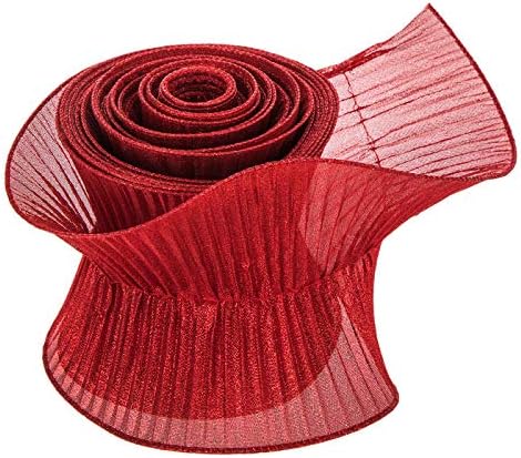Amazon.com: Metallic Red Crinkle Wired Edge Ribbon Diy Projects 4.75 inch