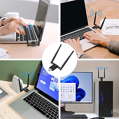 Opuorcy 1300Mbps Long Range USB WiFi Adapter for PC Desktop Laptop,USB ...