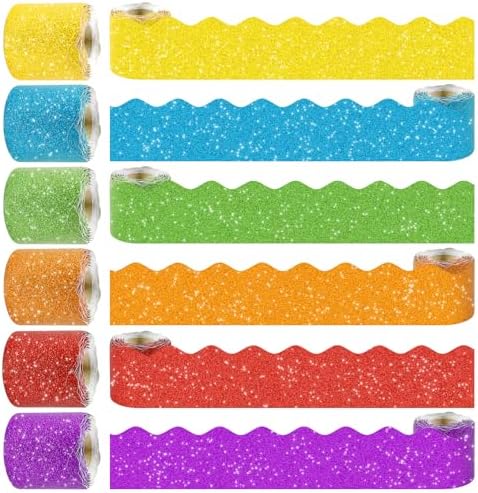 Amazon.com: Whaline 196.9ft Rainbow Bulletin Board Borders 6 Rolls ...