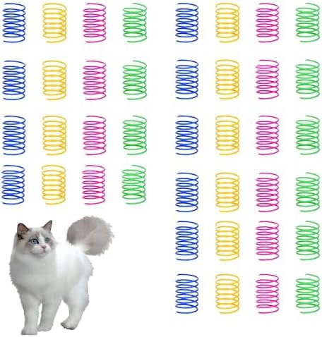 40Pcs Colorful Kitten Toys - Interactive Cat Spring Toys for Swatting ...