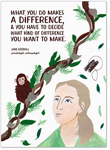 Amazon.com: Jane Goodall Women in Science STEM Art Print. Matte Paper ...