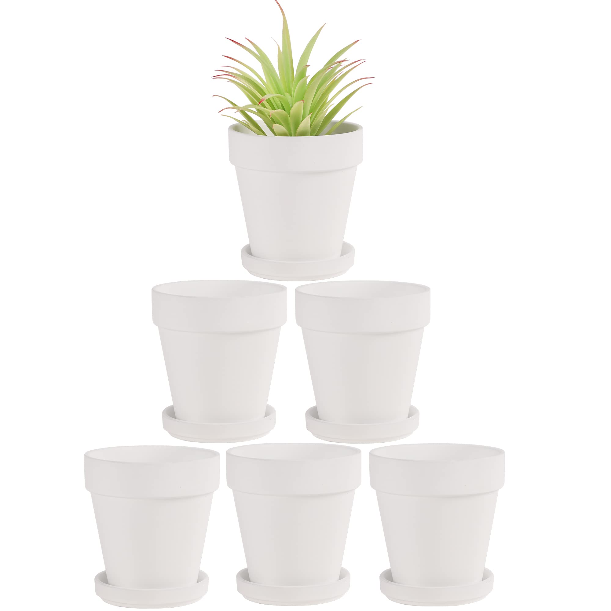 Amazon.com: Fcacti 4 Inches Small White Terracotta Pots with Saucer, 6 ...