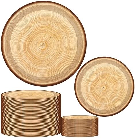 Amazon.com: Whaline 50Pcs 9 Inch Wood Grain Disposable Paper Plates ...