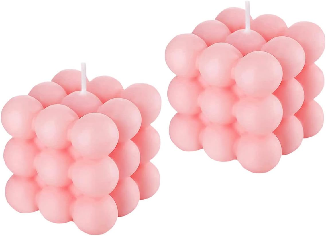 Amazon.com: Pink Bubble Candles Gifts, Rose Scented Cute Cube Candle ...