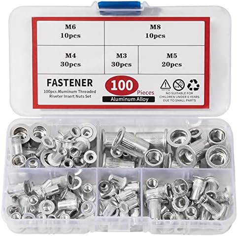 Amazon.com: 100 Pieces Aluminum Rivet Nuts kit, M3 M4 M5 M6 M8 Rivnuts ...