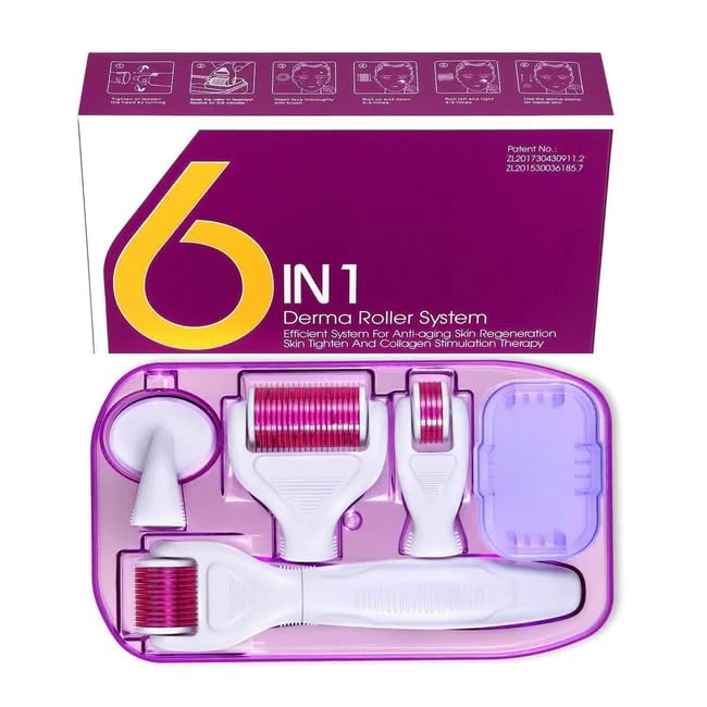 DRS 6 in 1 Derma Roller System (1200 Needles, 720 needles, 300 Needles ...