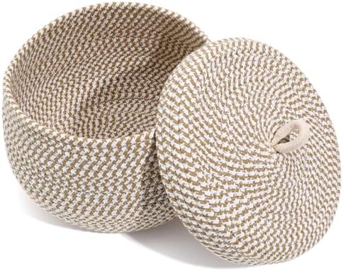 TOPBATHY Round Basket with Lid Decorative Basket Organizing Basket ...