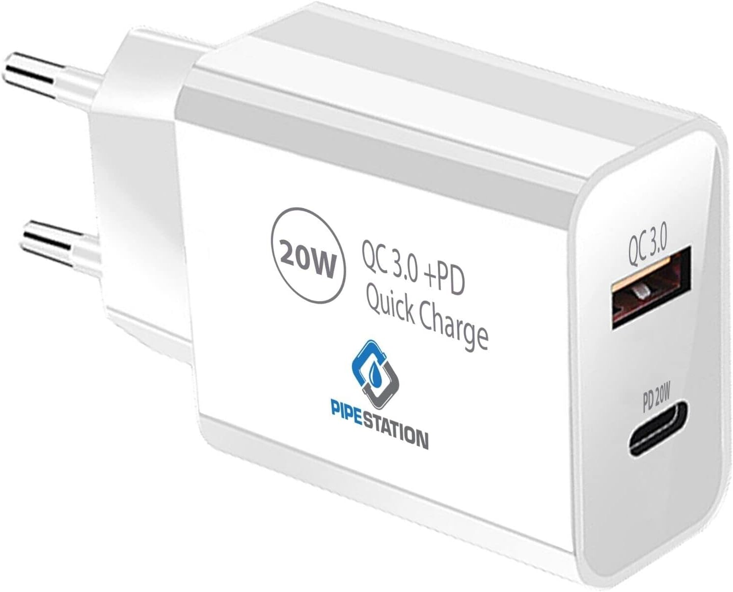 Pipestation 20W European USB Charger Plug with USB-C Fast Charger ...