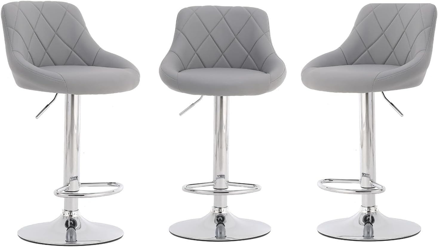 Trintion Modern Bar Stools Set of 3, Leatherette, Adjustable Swivel Gas ...