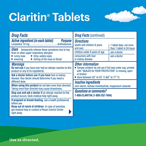 Claritin 24hr Non-Drowsy Allergy Relief, Loratadine Tablets - 100ct ...