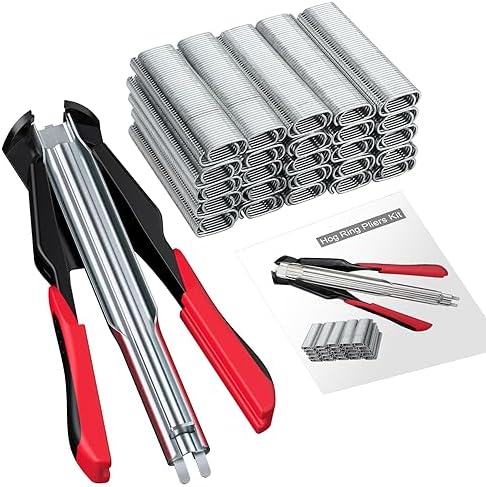 VORXEON Hog Ring Pliers Kit with 2500 Pcs Galvanized Iron Hog Rings ...