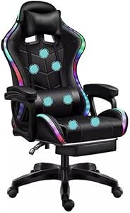 RGB Gaming Chair with Footrest and Massage (7-Point Massage, Black ...