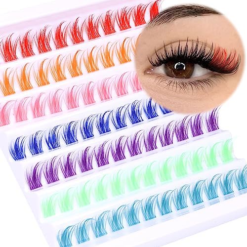 Amazon.com: Colored Lash Clusters Wispy Cluster Lashes 7 Colors 84 Pcs ...