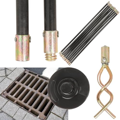 12pc Drain Unblocker Rod Set with Plunger, Rods & Worm Ideal for ...