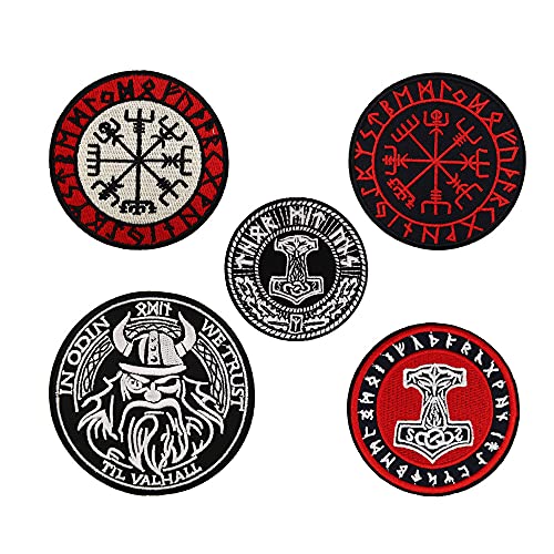 Amazon.com: Norse Viking Compass Rune Embroidered Iron On Patches ...