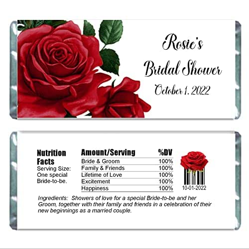 Amazon.com: Red Rose Personalized Candy Bar Wrappers, Floral Birthday ...