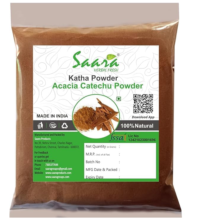 Saara HERBAL FRESH Katha Powder, 100g, Khadir Chaal Powder, Acacia ...