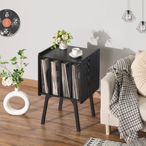 Snapklik.com : LELELINKY Record Player Stand, Black Vinyl Storage Table