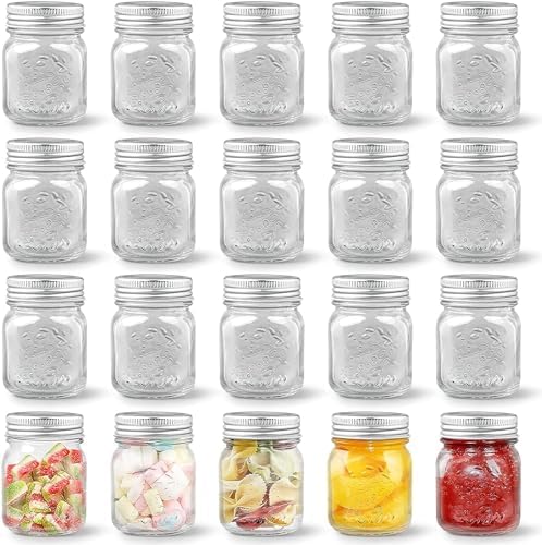 TESIN Mini Mason Jars 4oz - 20 Pack, Regular Mouth Mason Jar with Lids ...