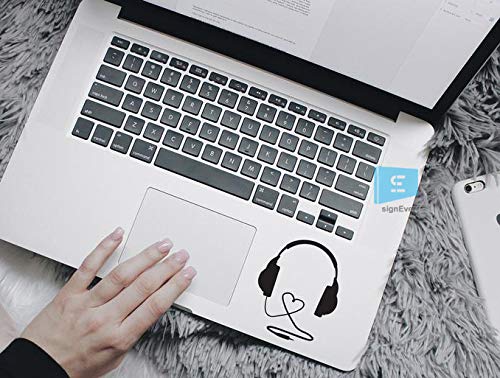 SIGN EVER Headphone Heart Music Laptop Trackpad Stickers for 15.6 14 13 ...