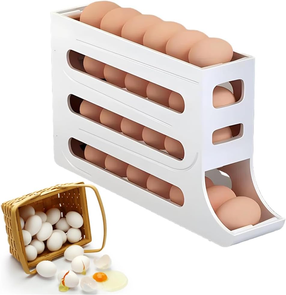 Amazon.com: Egg Holder for Fridge - Automatic Scrolling Egg Rack ...