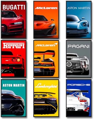 Amazon.com: dazongweihan 9pcs Super Car Posters for Boys Room, Racing ...
