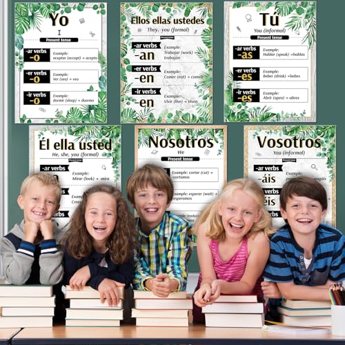 Snapklik.com : 6 Pcs Spanish Verb Conjugation Posters Eucalyptus ...
