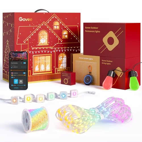 Govee Christmas Lights Set - Includes Permanent Outdoor Lights, Curtain ...