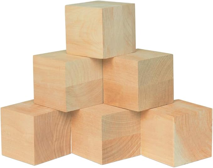 Amazon.com: Unfinished Wood Cubes 3 inch, Pack of 4 Large Wooden Cubes ...