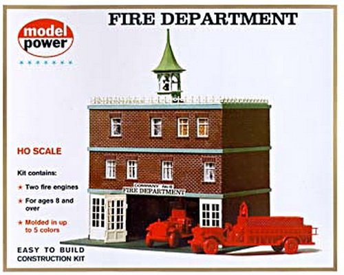 Model Power HO Scale Building Kit - Fire House With 2 Engines : Amazon ...