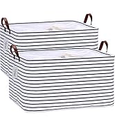 Amazon.com - Hinwo 2-Pack Extra Large Canvas Fabric Storage Baskets ...