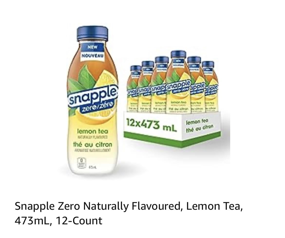 Snapple Zero Naturally Flavoured, Lemon Tea, 473mL, 12-Count : Amazon ...