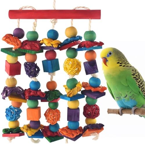 DBNESS Bird Toys, Parakeet Chewing Toy, Multicolored Natural Wooden ...