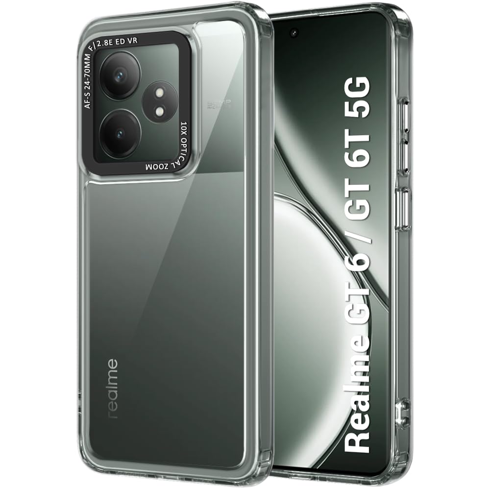 TheGiftKart Hybrid Shockproof Back Cover Case for Realme GT 6 / GT 6T 5G | Stylish Camera Border ...