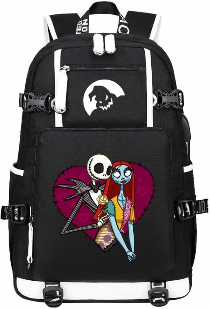 Amazon.com: MESUZ Jack and Sally Backpack Travel Day Laptop Backpack ...