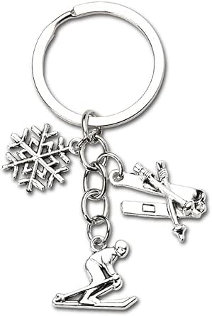 Amazon.com: Snowboard Ski Keychain Skiing Snowflake Charm Key Ring for ...