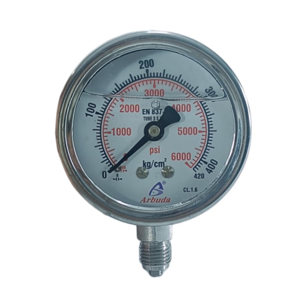 Hydraulic Pressure Gauge 0-420Kg/Cm2 (6000 PSI) 21/2" dial Glycerin ...