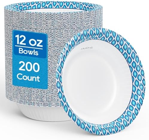 Amazon.com: MUCHII 12 Oz Paper Bowls 200 Counts Disposable Bowls ...