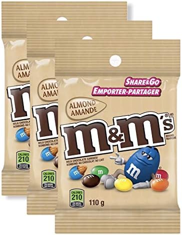 M&M's Almonds Milk Chocolate M&M Candies 110g, 3 Count : Amazon.ca ...