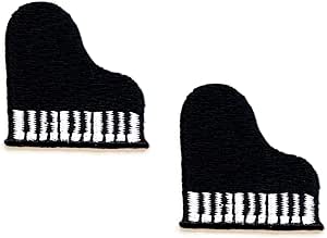 Amazon.com: PL Set of 2 Tiny. Black Grand Piano Keyboard Music Patches ...