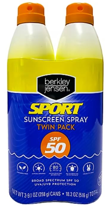 Amazon.com: Berkley Sport SPF 50 Sunscreen Spray, 2 pk./9.1 oz ...