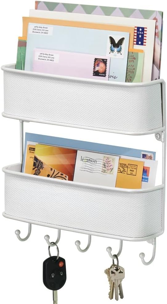Amazon.com: mDesign Mail Organizer Wall Mount 2-Tier Storage Sorter ...