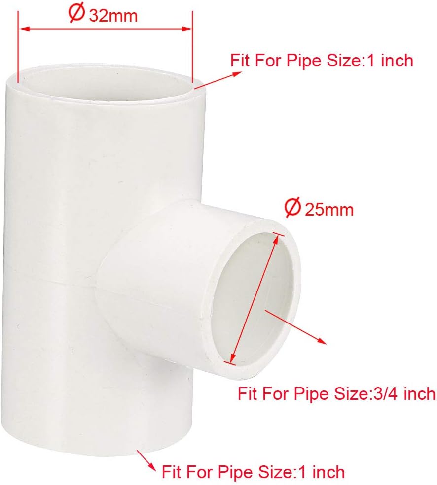 sourcing map Reducing Tee PVC Pipe Fitting T-Shaped Connector 1 x 1 x 3 ...