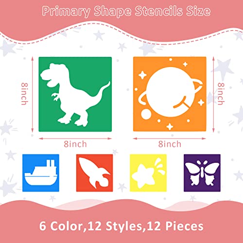 12Pieces Stencils for Kids, 8 x 8 Inche Drawing Stencils Sidewalk Chalk ...