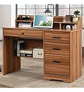 Amazon.com: Catrimown Computer Desk with Drawers and Hutch, Vintage ...